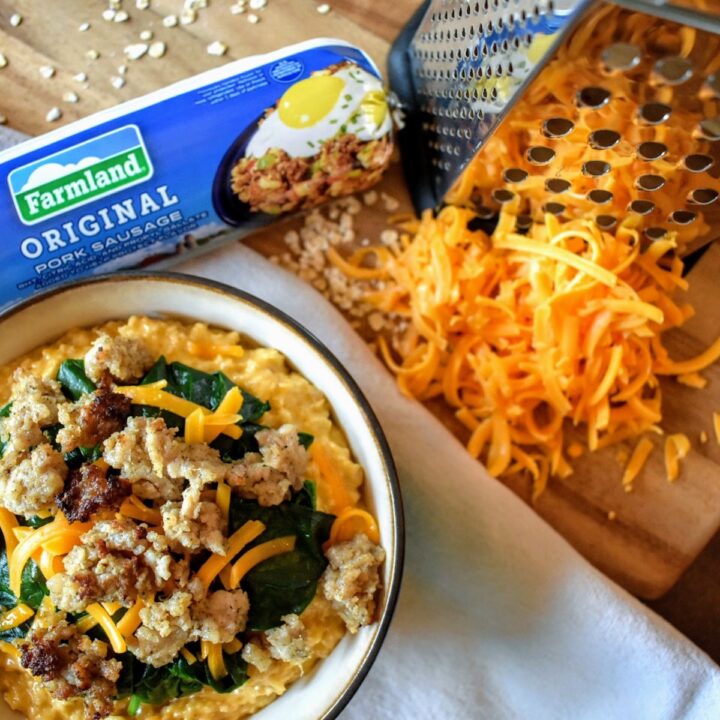 Savory Cheddar and Sausage Oatmeal • Dairy Carrie